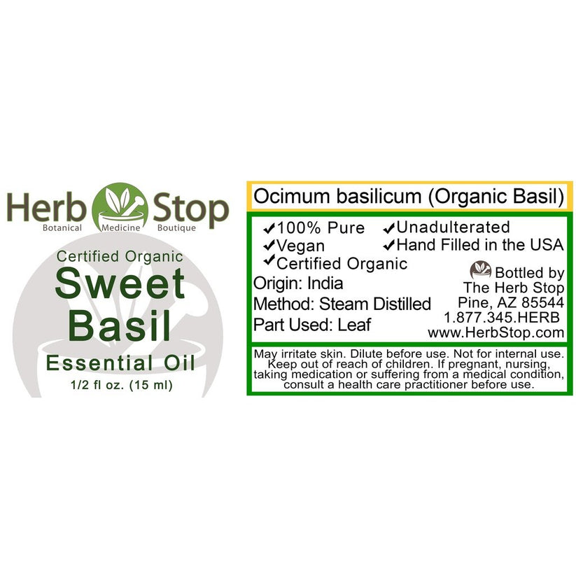 Sweet Basil Essential Oil - Certified Organic | Herb Stop - Arizona's ...