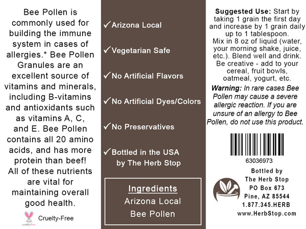 Bee Pollen Granules (Arizona Local) – Herb Stop - Arizona's Herbal Store