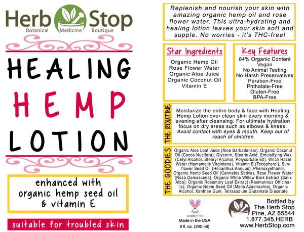 Healing Hemp Lotion – Herb Stop - Arizona's Herbal Store