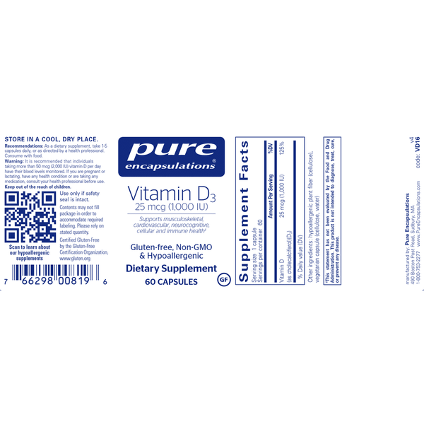 Vitamin D3 1000 IU- Pure Encapsulations – Herb Stop - Arizona's Herbal ...